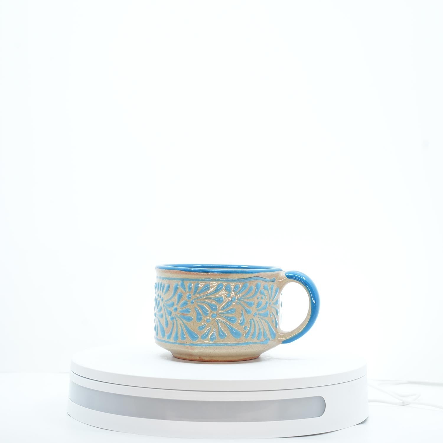 Eternal Bloom Teal on White Mug – El Paso Trading Post