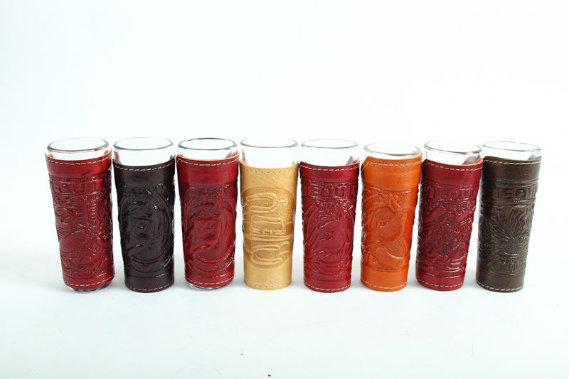 Hand Tooled Leather Wrap Tall Shot Glass – El Paso Trading Post