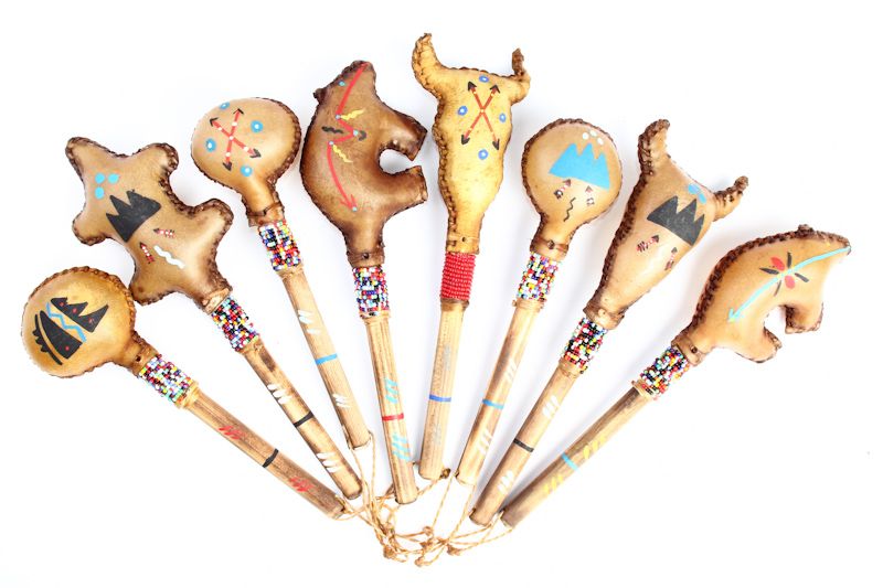 Hand Painted Geometric Beaded Rattles – El Paso Trading Post